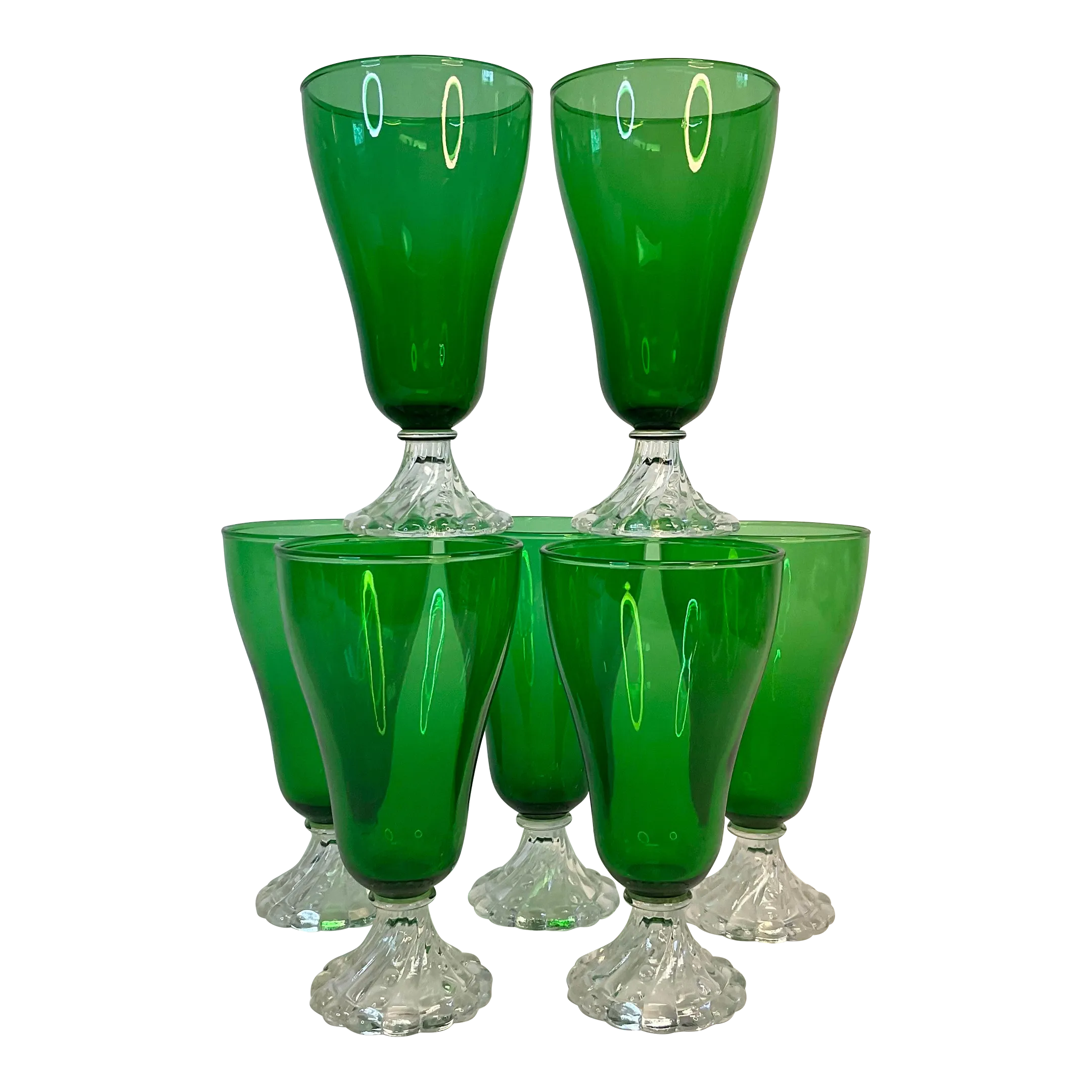 Antique Art Deco Depression Green Glass Water/Ice Tea Goblets - Set of ...