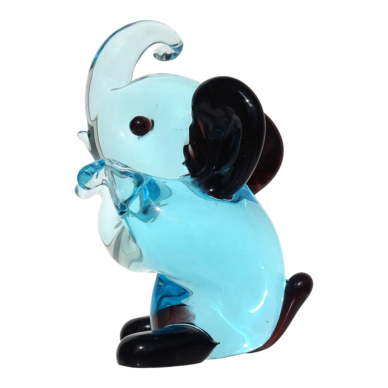 Vintage Murano Blue Black Accents Italian Art Glass Baby Elephant ...
