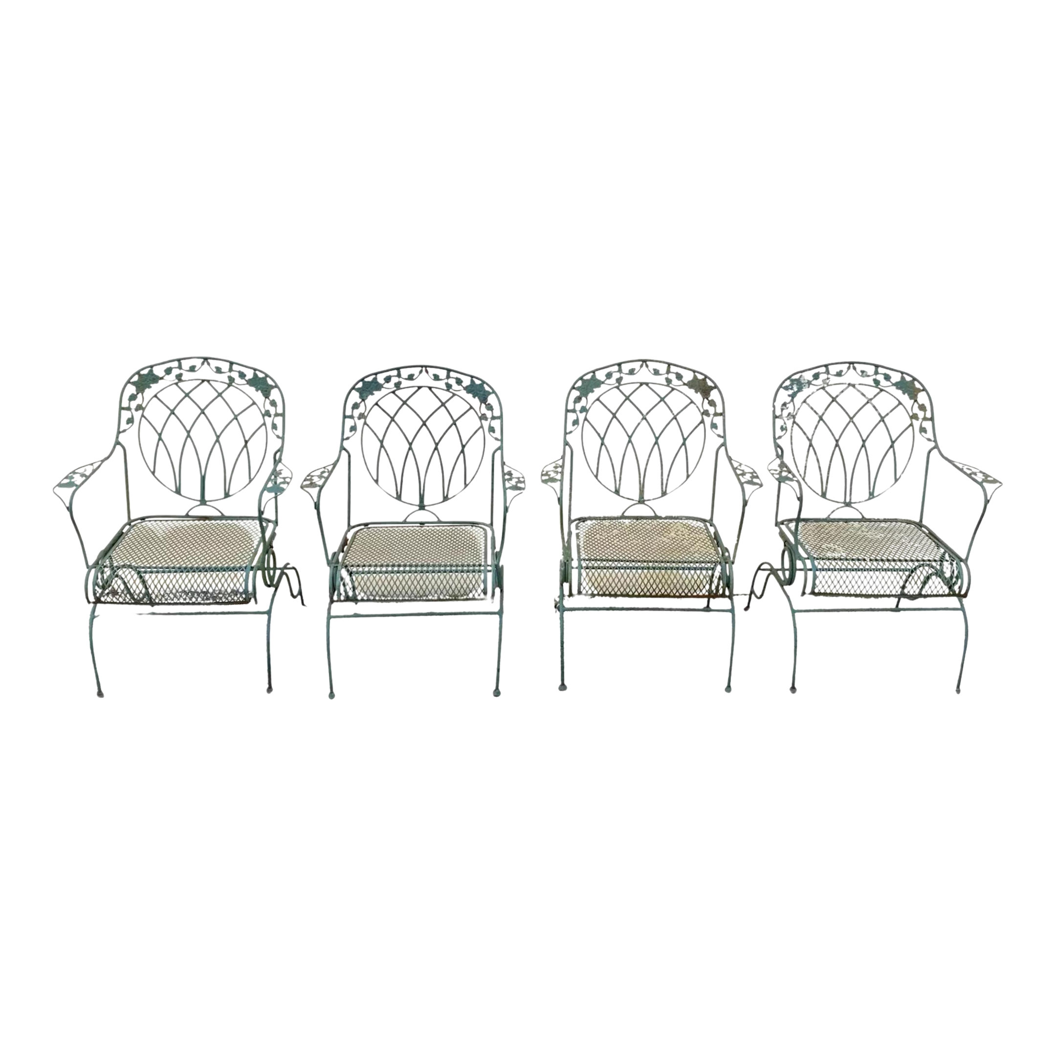 Mid 20th Century Wrought Iron Green Woodard Rose Style Garden Patio ...