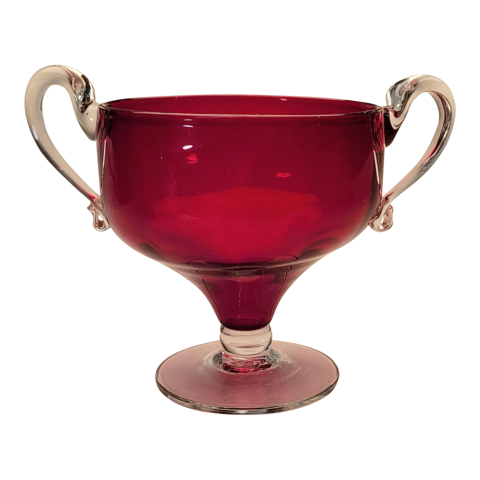 1960s Ruby Red Blenko Regal Line Compote by Wayne Husted | Chairish