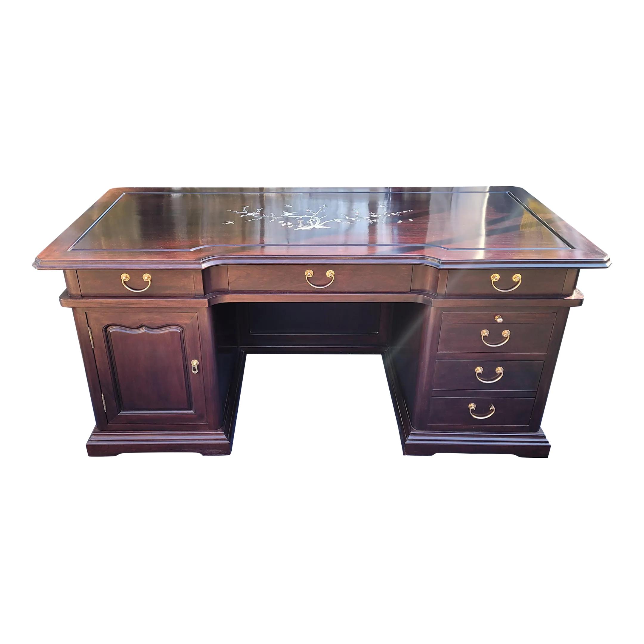 Modern Custom Built Executive Partner's Desk With Mother of Pearl Inlay ...