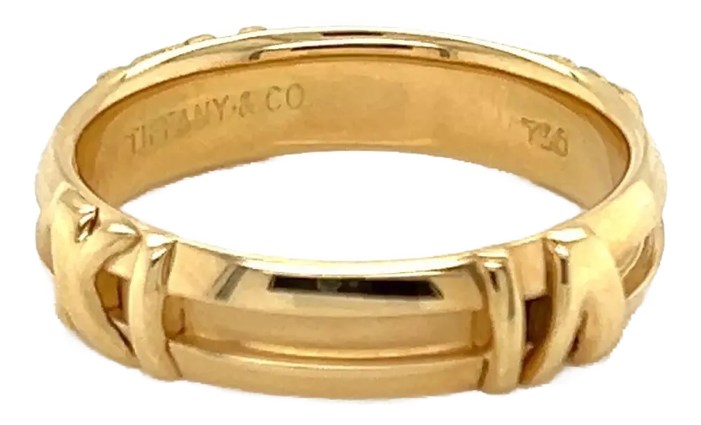 Tiffany & Co. Atlas 18k Yellow Gold Band Ring | Chairish