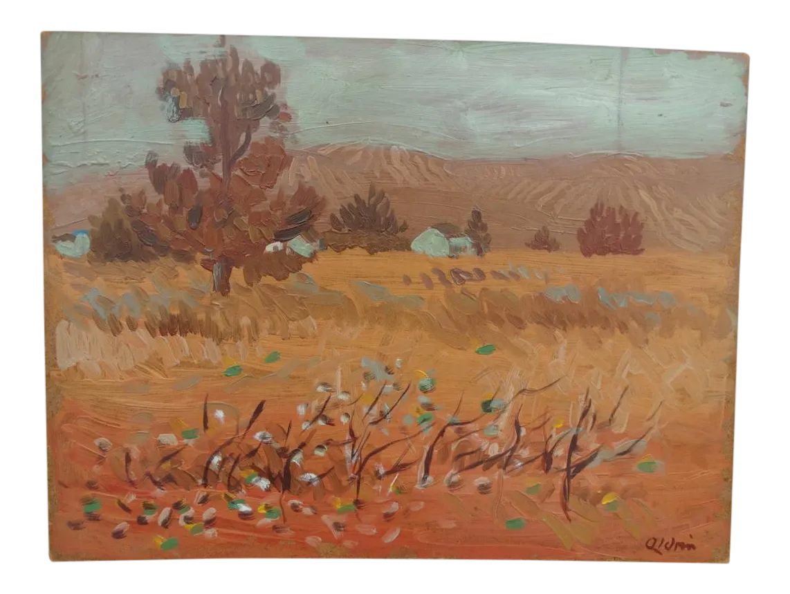 1943 Vintage Anders Aldrin Morro Bay Fields Painting | Chairish