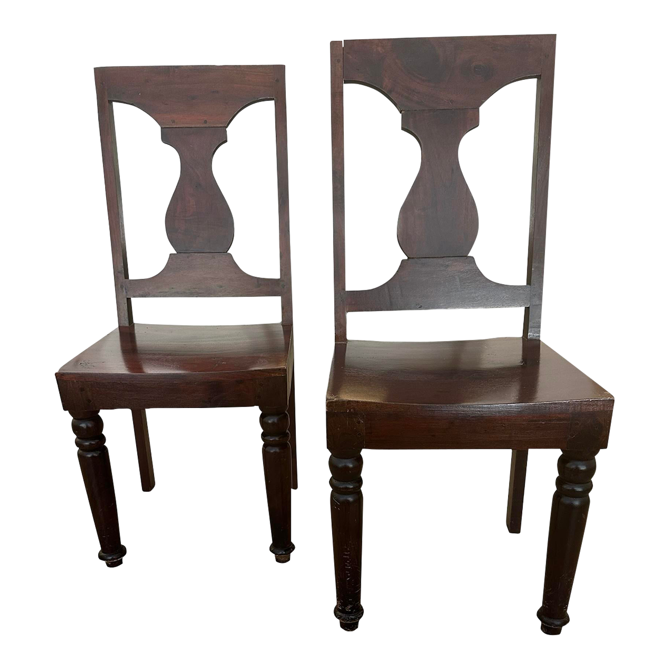 1970s Natural Wood Splat Back Dining Side Chairs- Set of 2 | Chairish