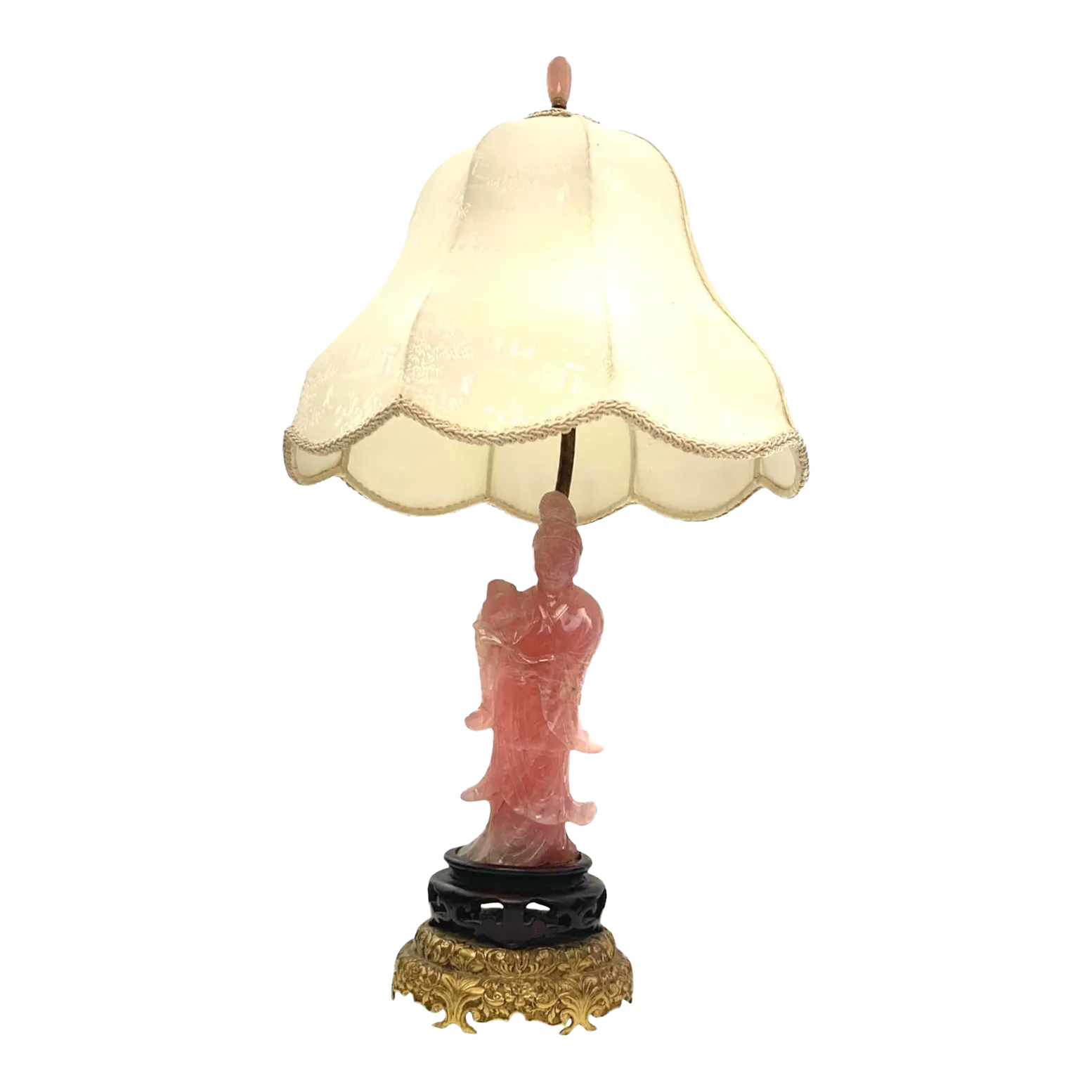 Rose Quartz Chinese Wise Man Figurine Lamp Vintage Oriental Decor ...