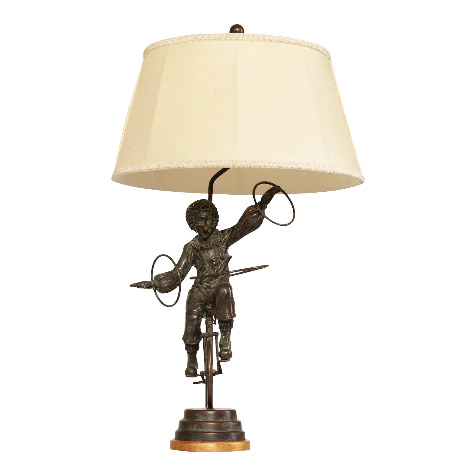 Bronze Unicycle Clown Table Lamp | Chairish