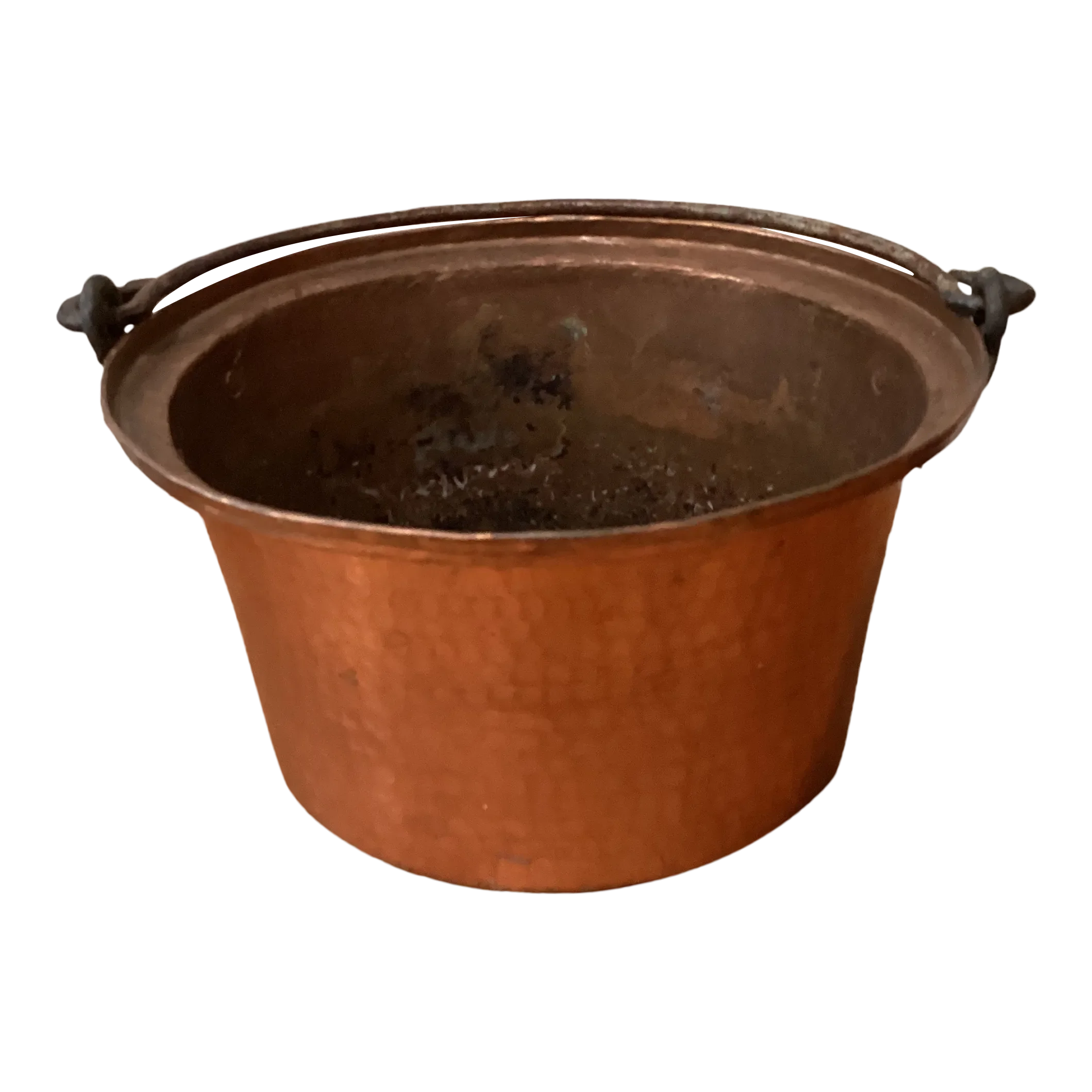 Antique Hammered Cooper Kettle Cauldron With Hand Forged Iron Handles ...