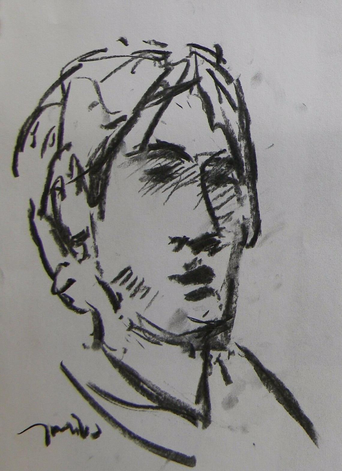 Contemporary Expressionist Style Portrait Charcoal Drawing by Jose ...