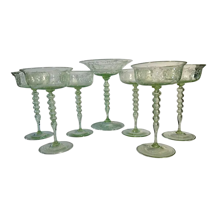 1930s Vittorio Zecchin Compotes- Set of 7 | Chairish