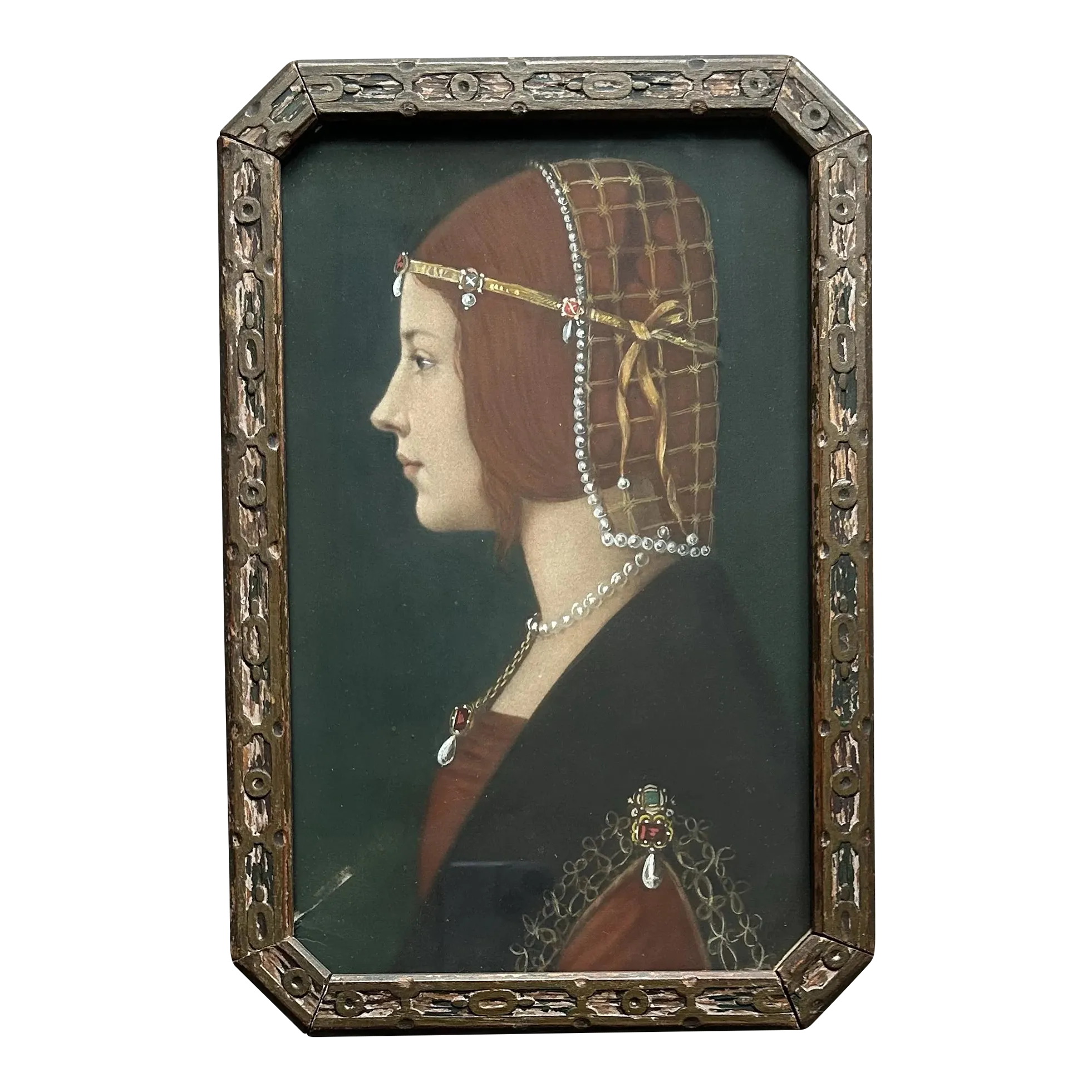 Early 20th Century Italian Realistic Pastel Portrait of Beatrice After ...