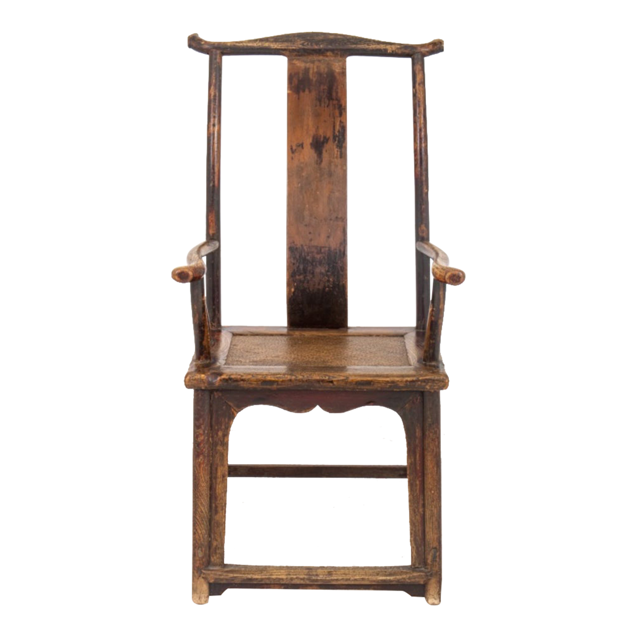 Antique Chinese High Yoke Back Wood Armchair | Chairish