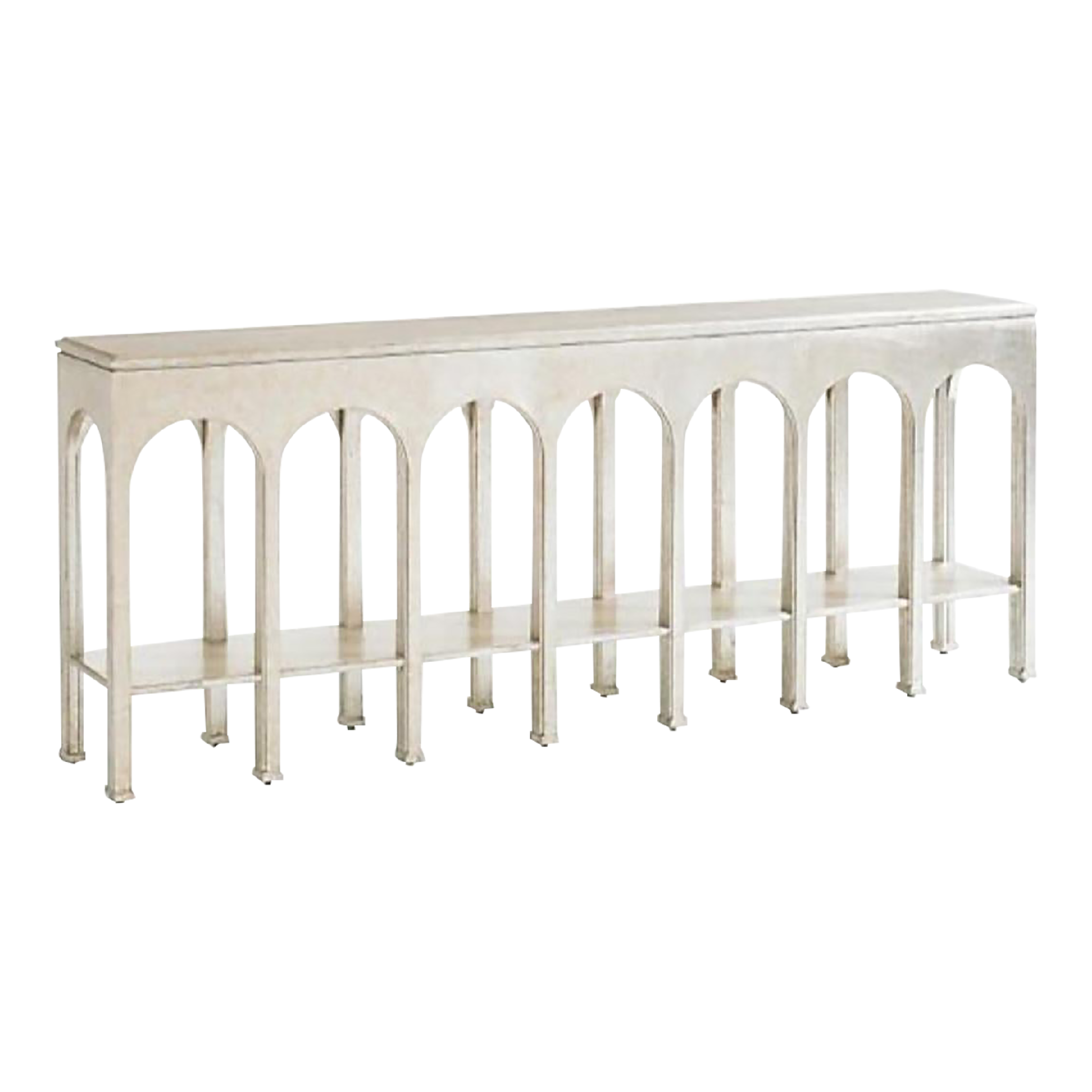Vintage Extra Long Off White Solid Wood Open Arched Regency Style Console Table by Stanley ...