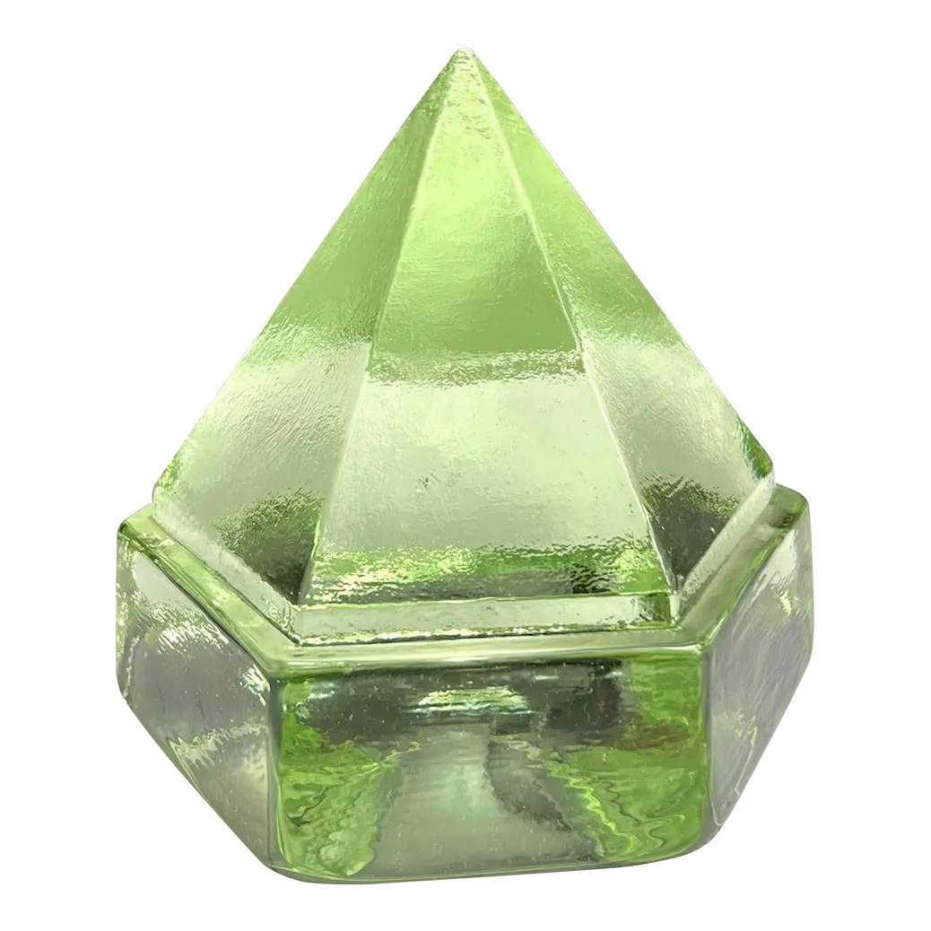 Large Glass Pyramid Paper Weight | Chairish