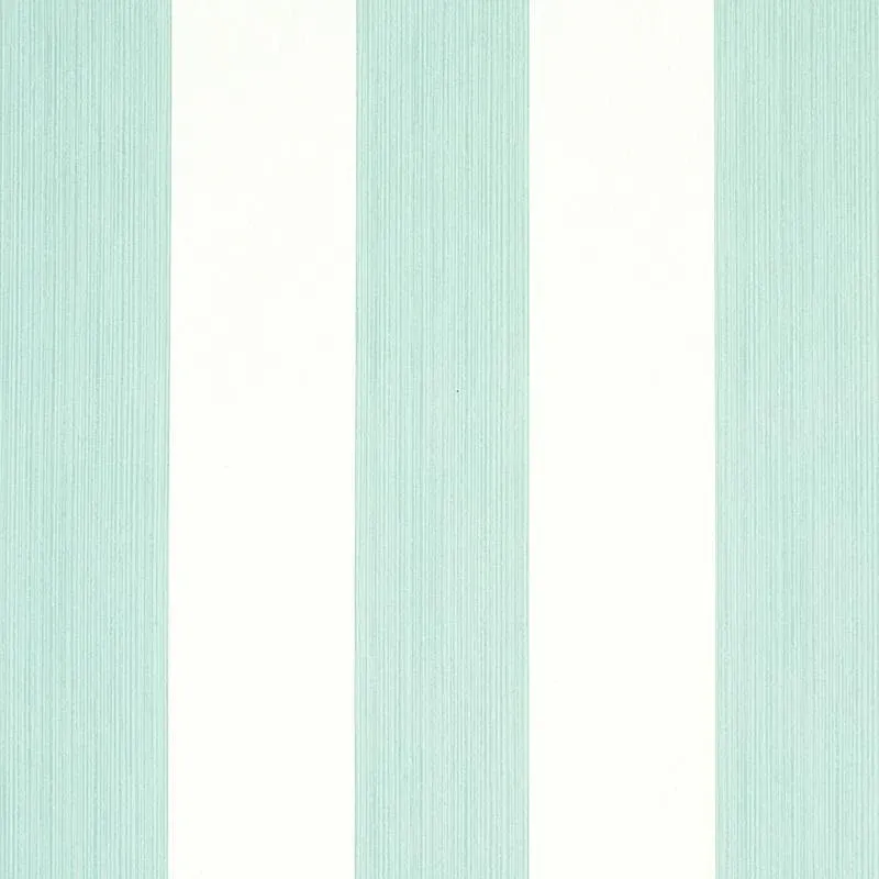 Schumacher Edwin Stripe Wide Wallpaper in Seaglass | Chairish