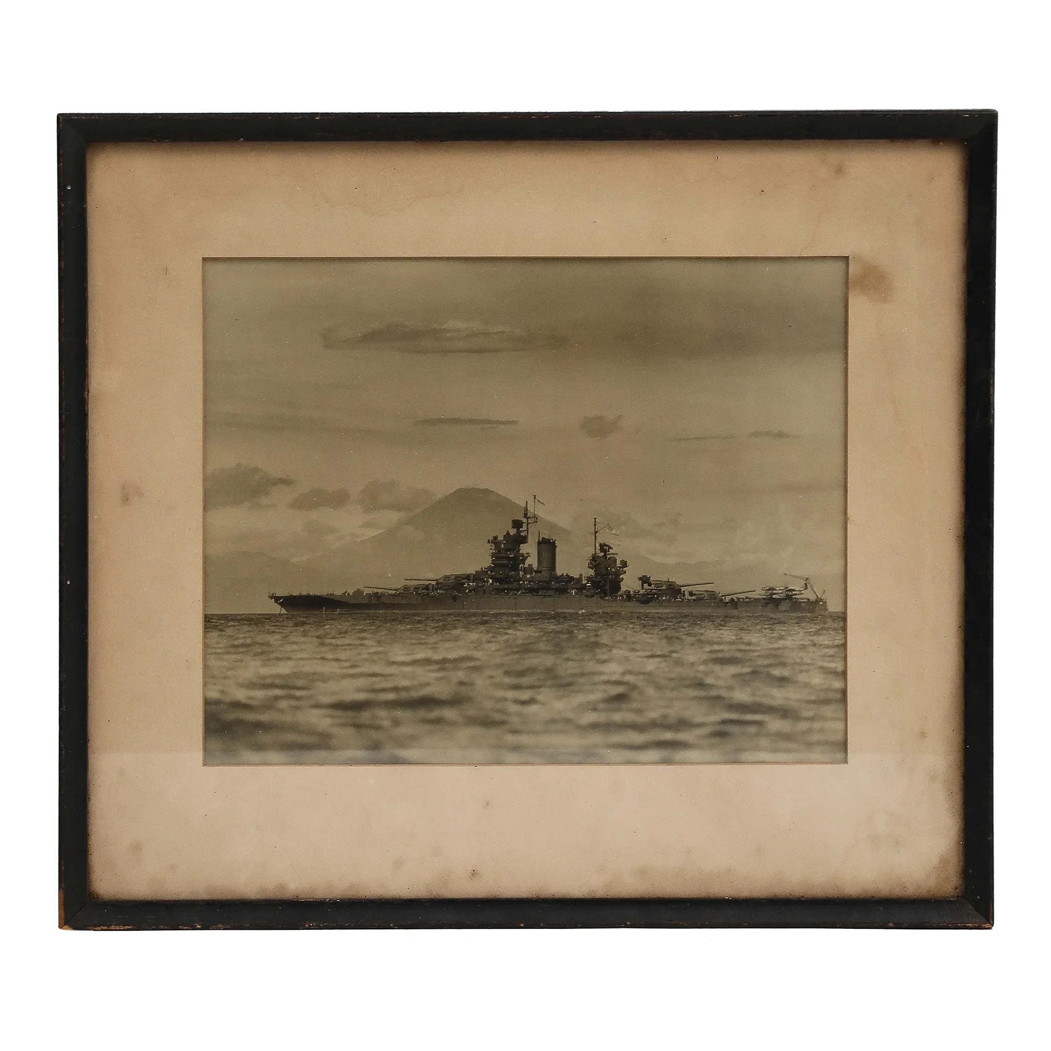 Vintage Framed World War II Battleship Photo | Chairish