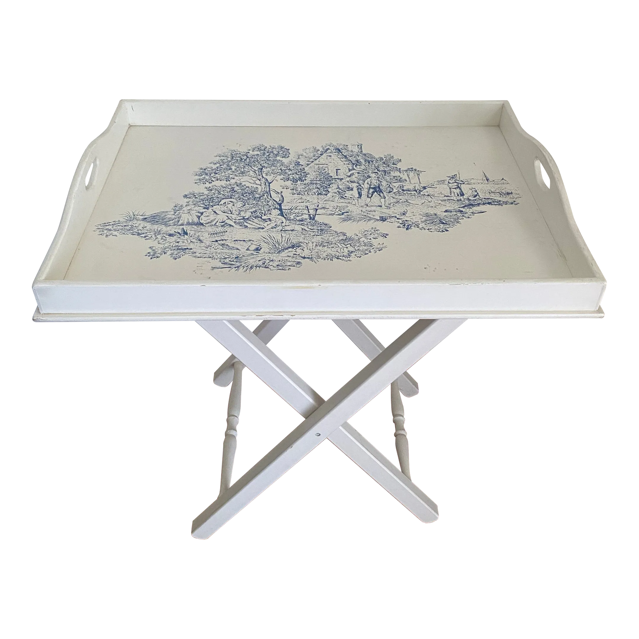 1970s Vintage French Hand Painted Folding Tray Table | Chairish