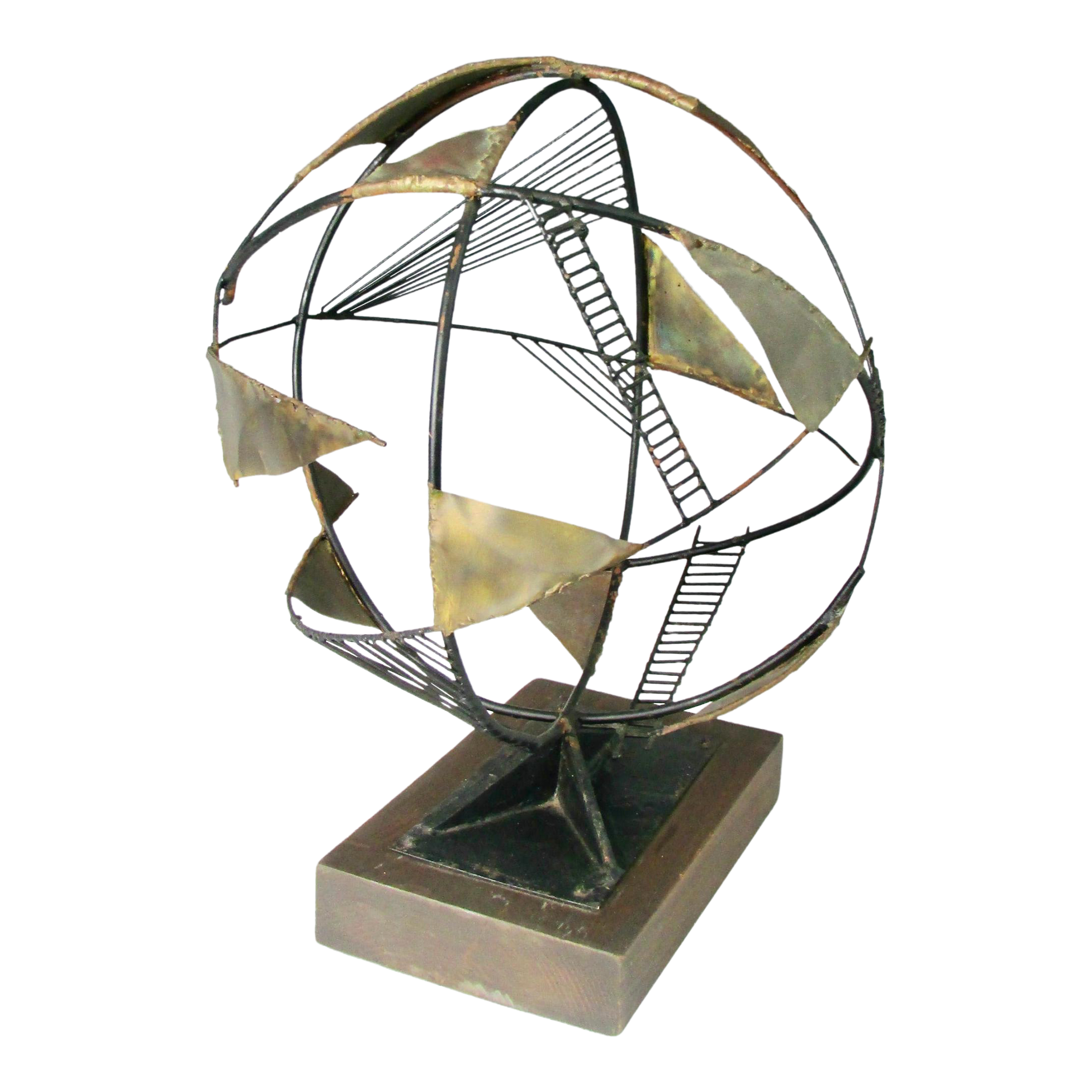 Mid 20th Century Brutalist Torch Cut and Welded Skeleton Sphere Table ...