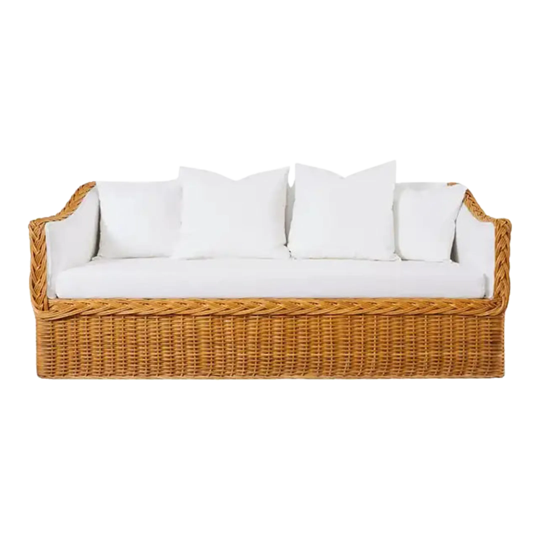 Michael Taylor Style Organic Modern Wicker Rattan Sofa Settee | Chairish