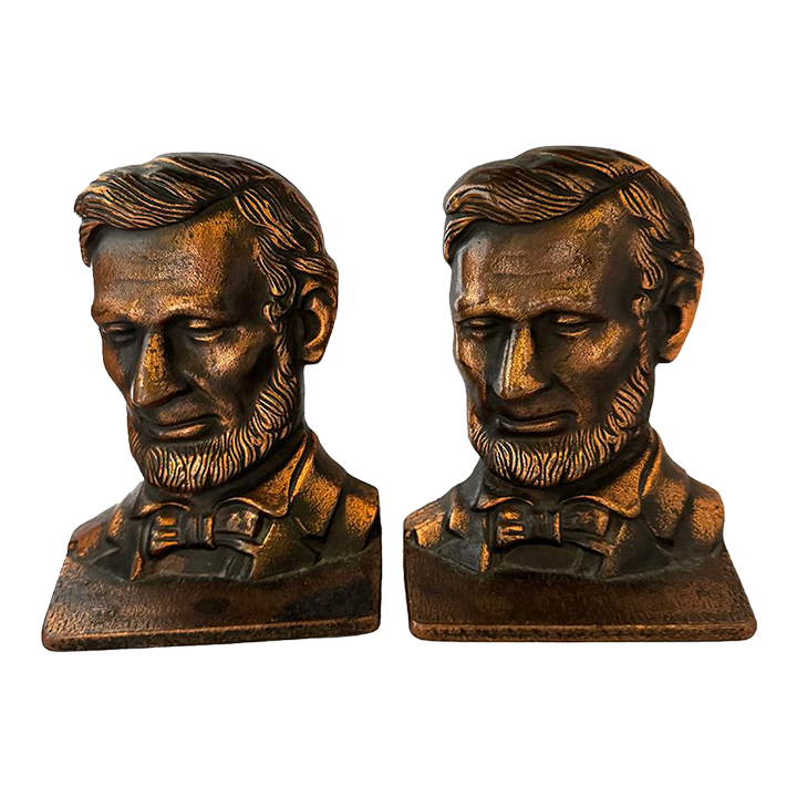 Early 20th Century Abraham Lincoln Cast Bronze Bookends by Verona Steel ...