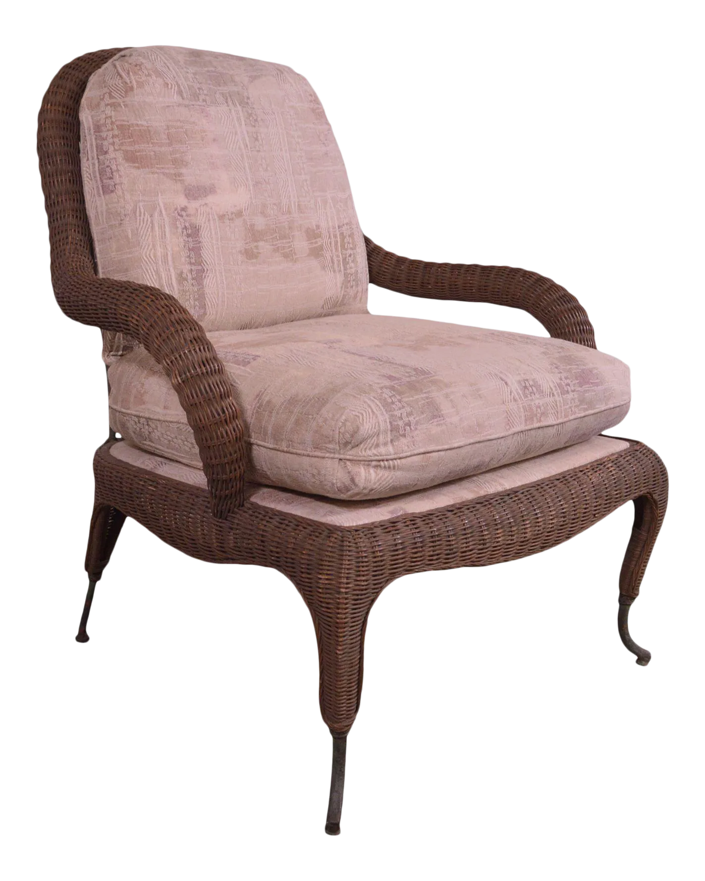 Century Hand Crafted Wicker Victorian Style Wrought Iron Lounge Chair ...