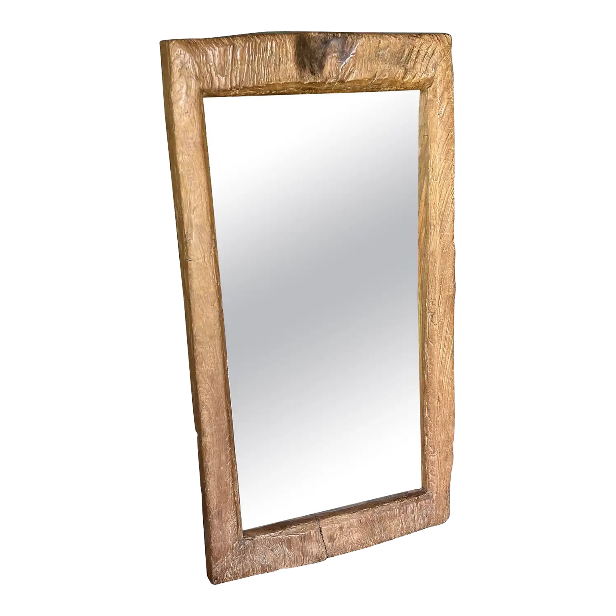 Rustic Teak Wood Mirror With Age Related Patina & Markings Designed by ...