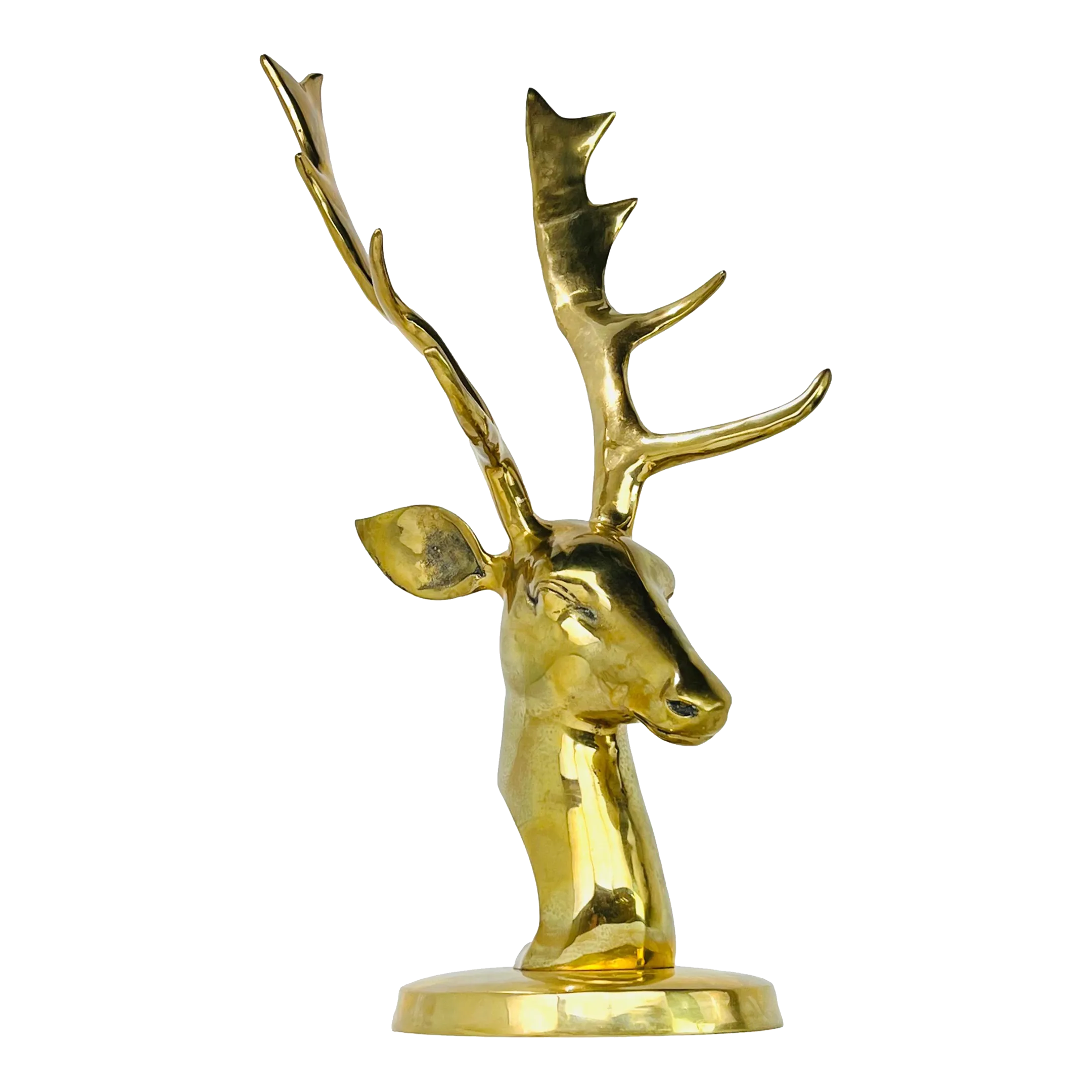 1960s Large Mid Century Brass Deer Bust | Chairish