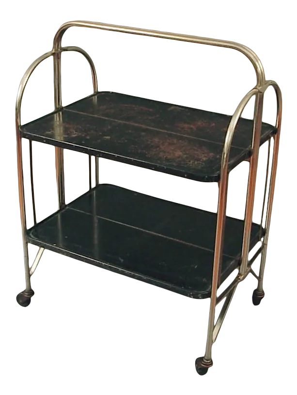 Art Deco/Moderne Chromed Rolling Cart | Chairish
