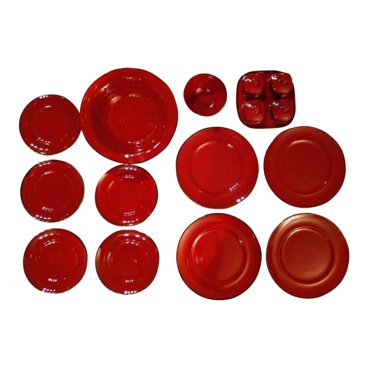 Contemporary Pottery Barn "Red" Dinnerware Set- 16 Pieces | Chairish