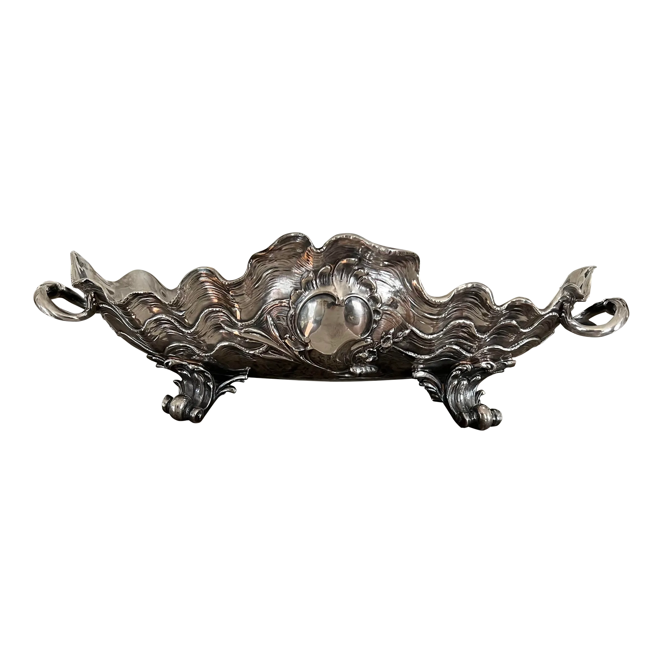 Circa 1900 Art Nuveau Movement Kayserzinn Pewter Centerpiece Shell ...