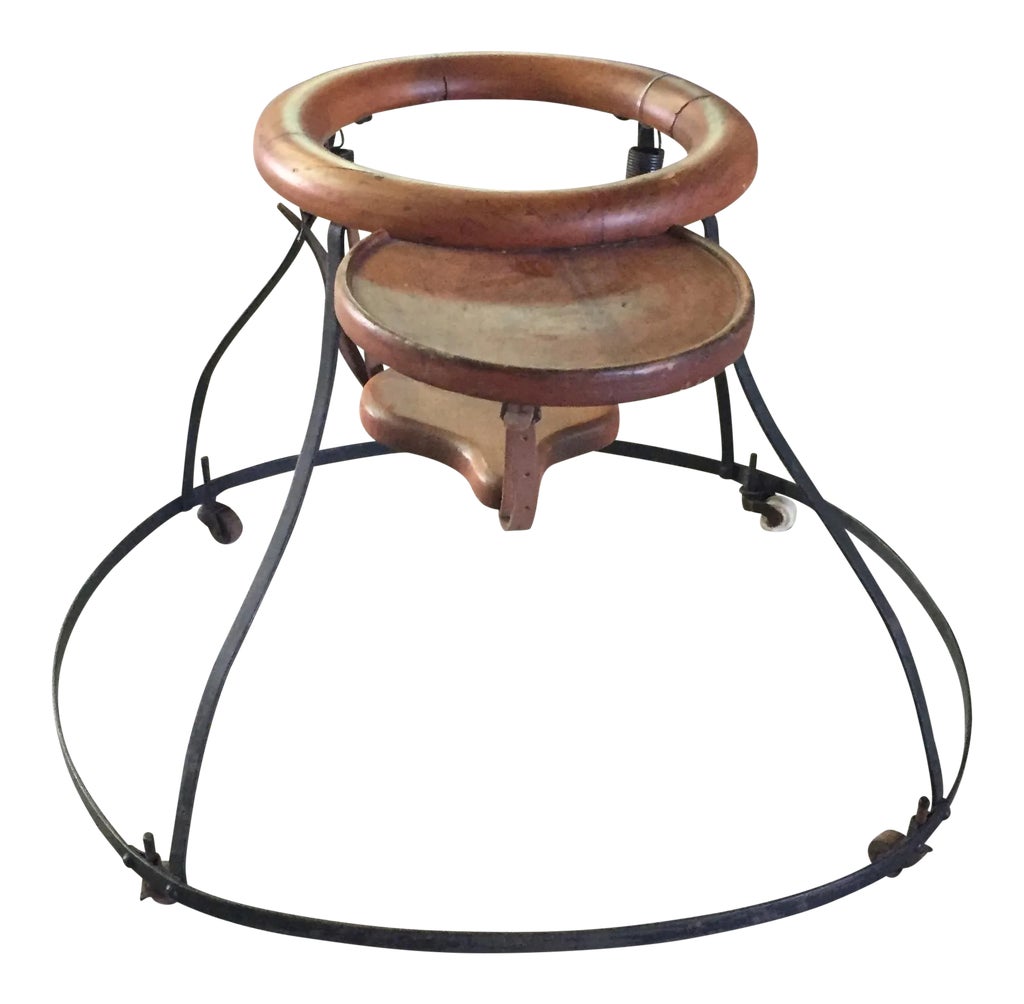Vintage Rolling Wooden Baby Tender | Chairish