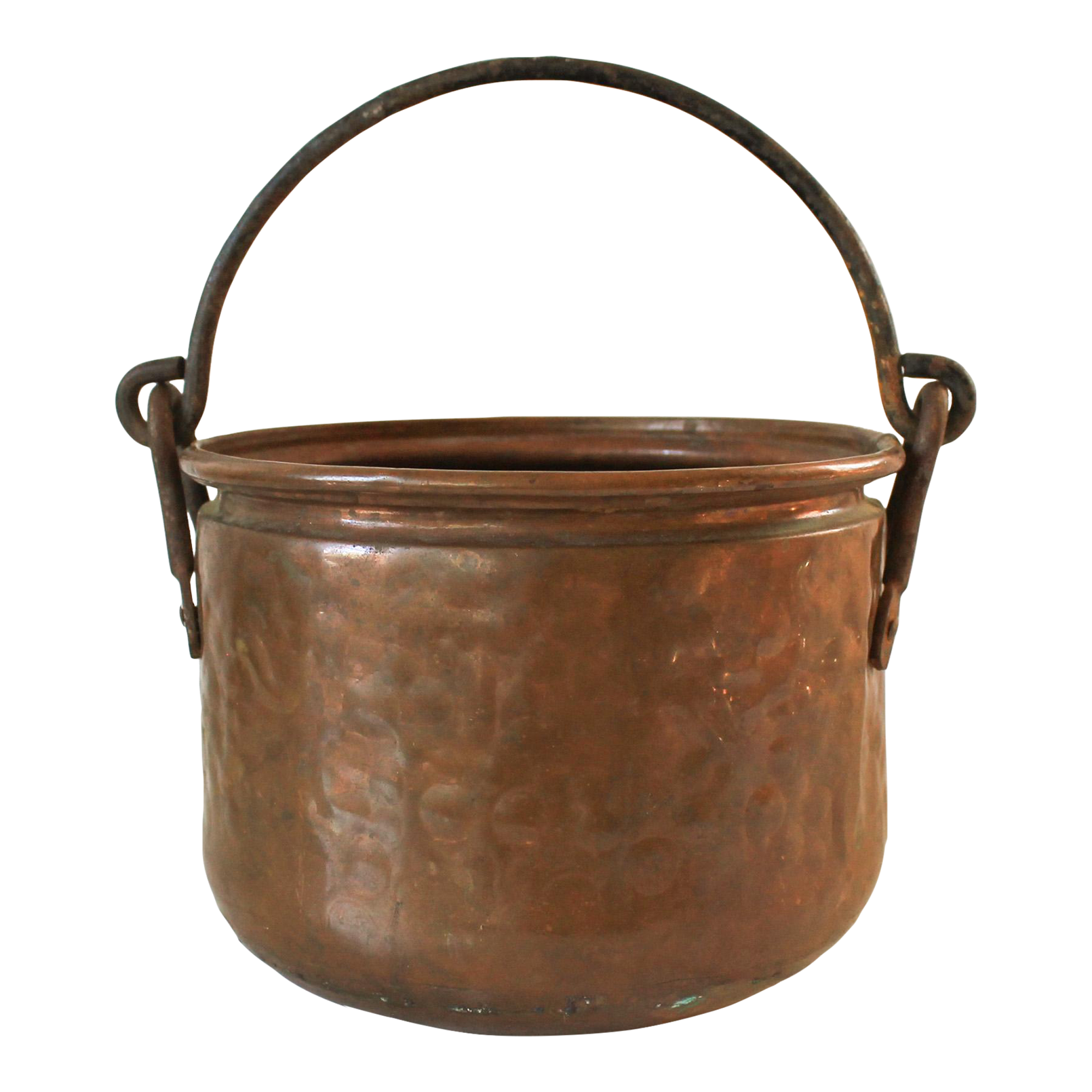Vintage Hammered Copper Cauldron With Handle | Chairish
