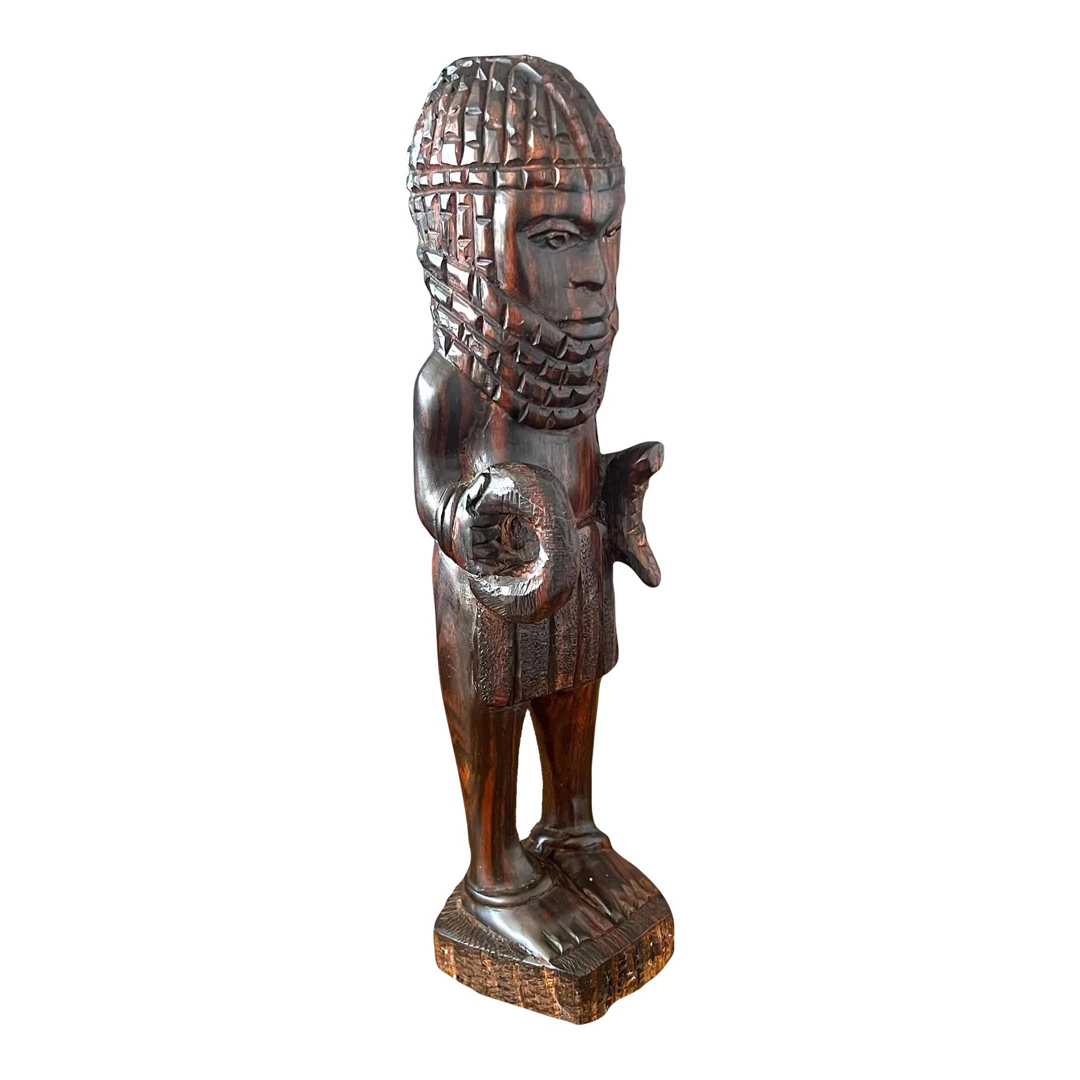 1970s Carved Vintage Mahogany African Kuba Figure | Chairish