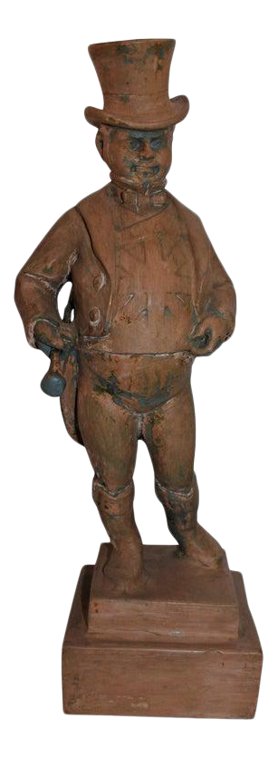 Hand Carved Wood Folk Sculpture of John Bull | Chairish