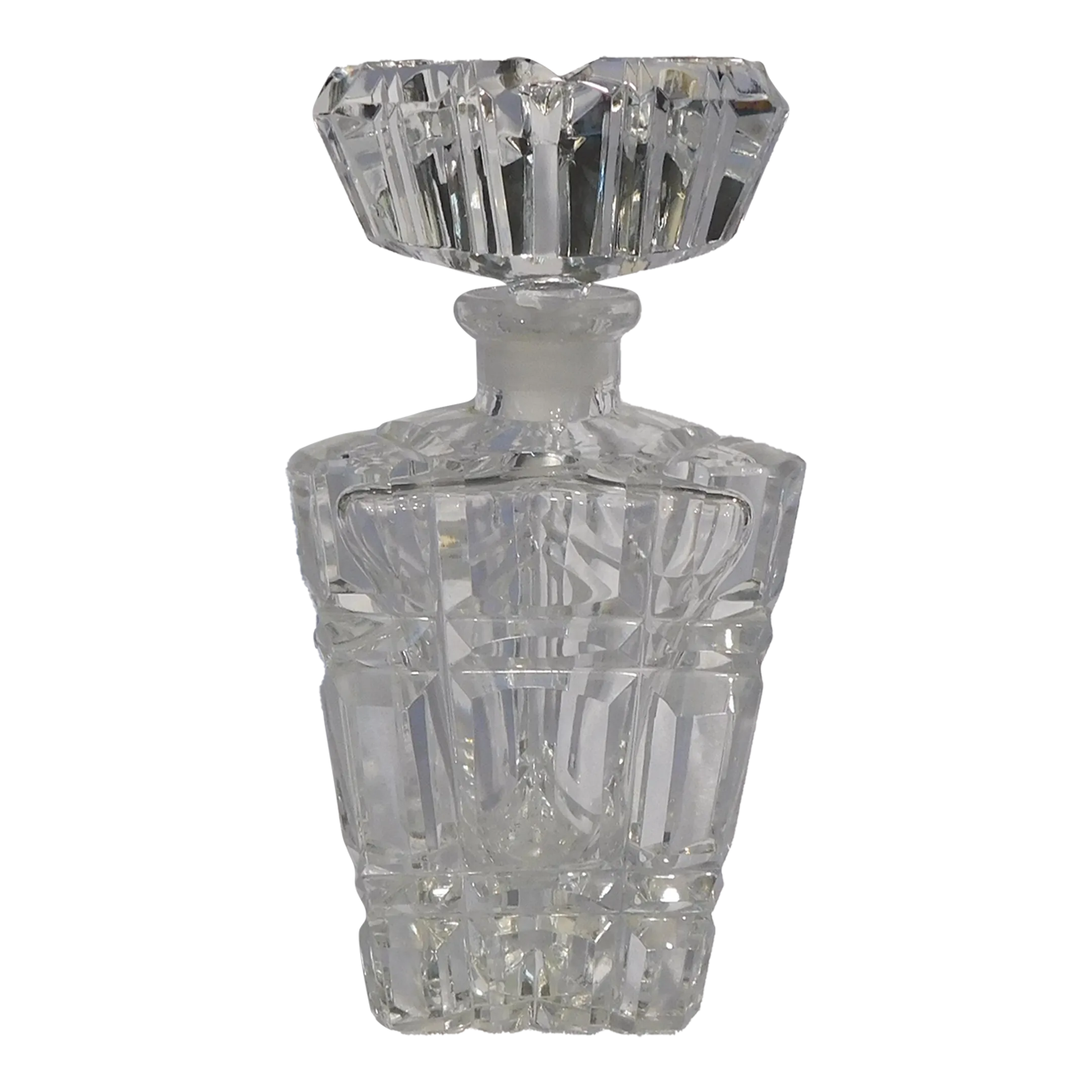 1920s Cut Crystal Triangular Perfume Bottle | Chairish
