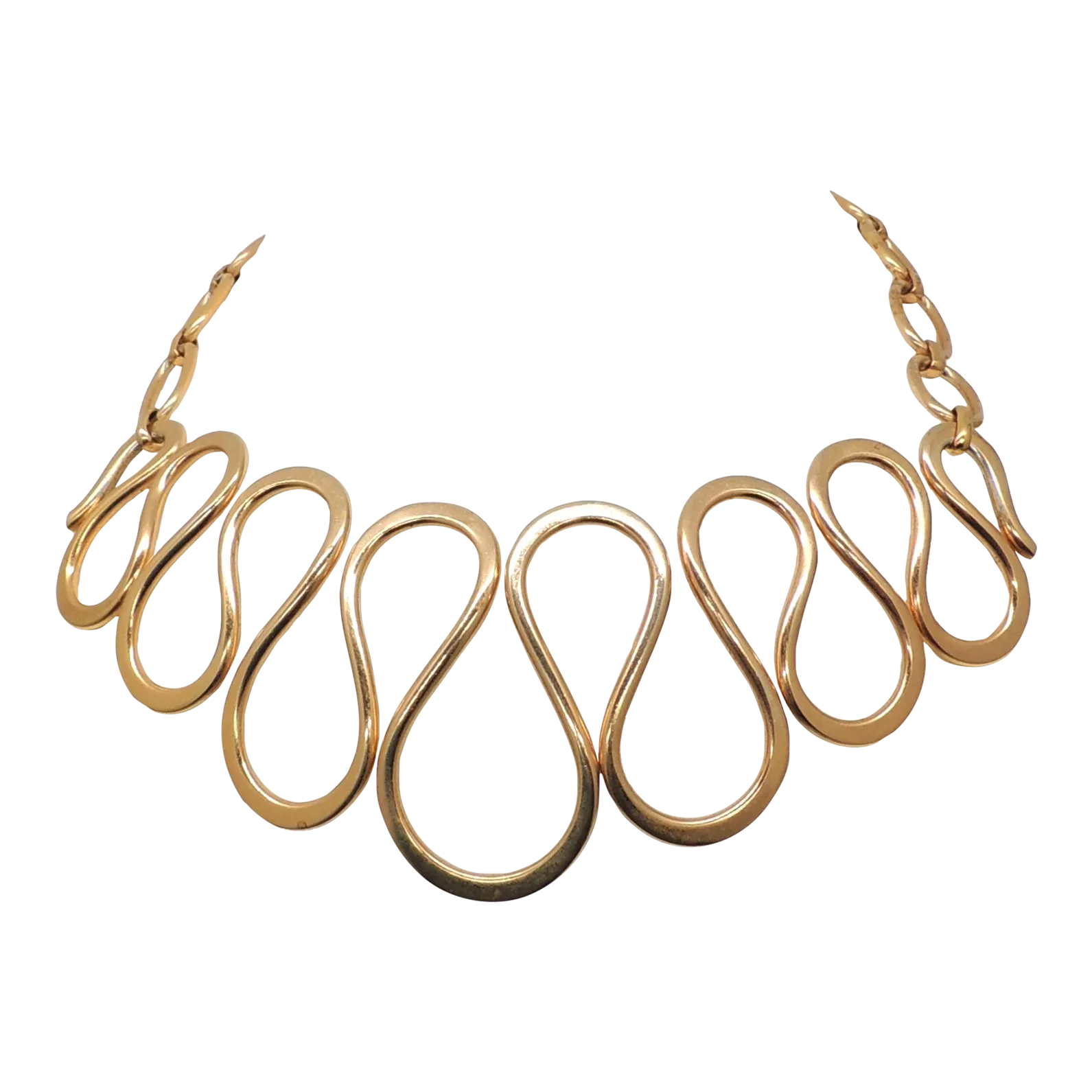 Vintage 1970 Signed Napier Modernist Goldtone Wavy Collar Necklace ...