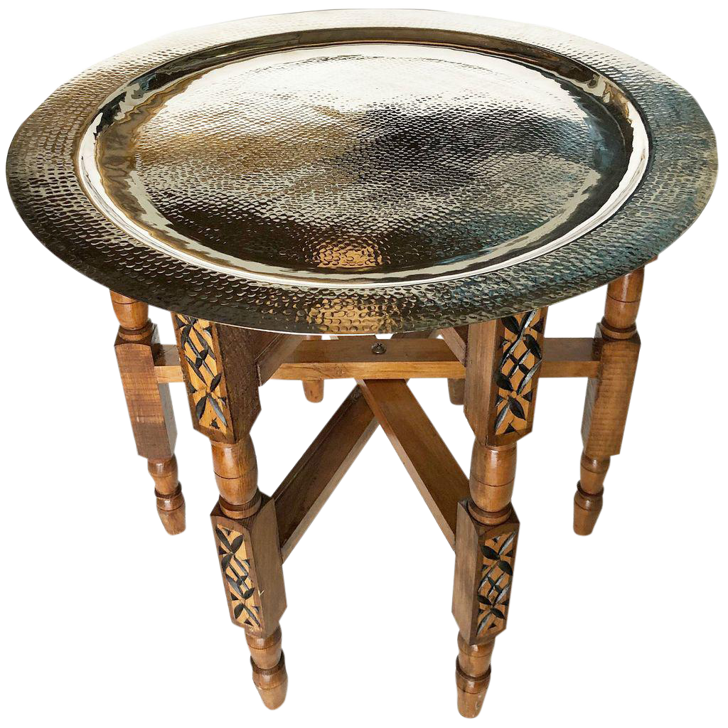 Moroccan Folding Metal Tea Table | Chairish