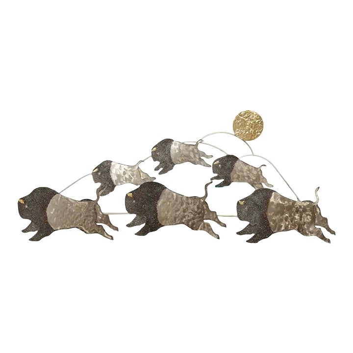 Late 20th Century Patinated Steel Buffalo Wall Sculpture | Chairish