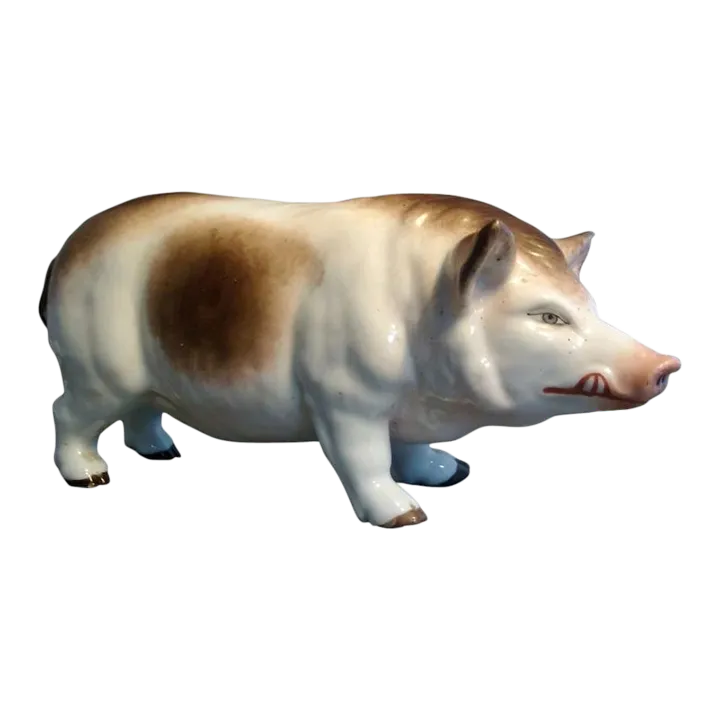 Antique 19th Century German Ernst Bohne Porcelain Model of a Pig or ...