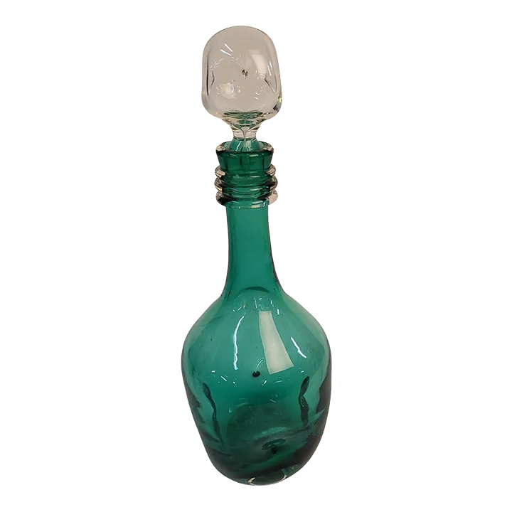 1950s Carl Ericksin Hand-Blown Emerald Dimpled Art Glass Decanter ...
