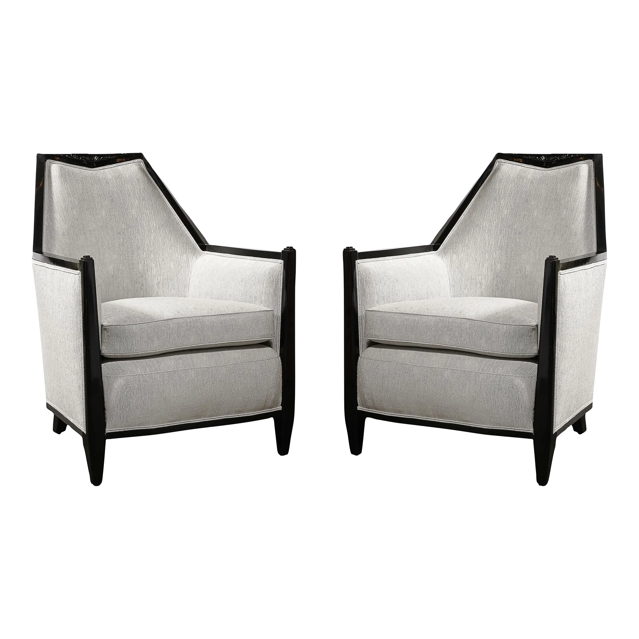 Art Deco Cubist Black Lacquer Skyscraper Lounge Chairs in Manner of ...
