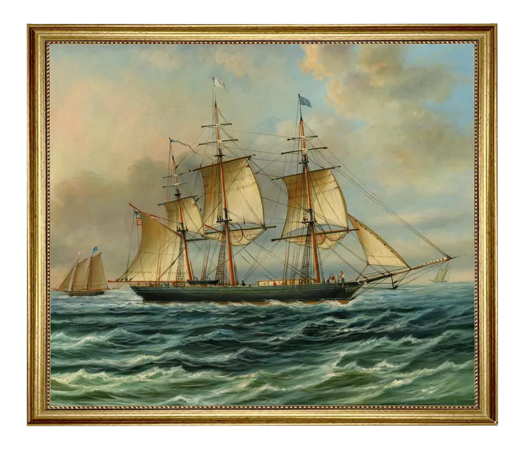Baltimore Clipper Architect Framed Oil Painting Print on Canvas in ...