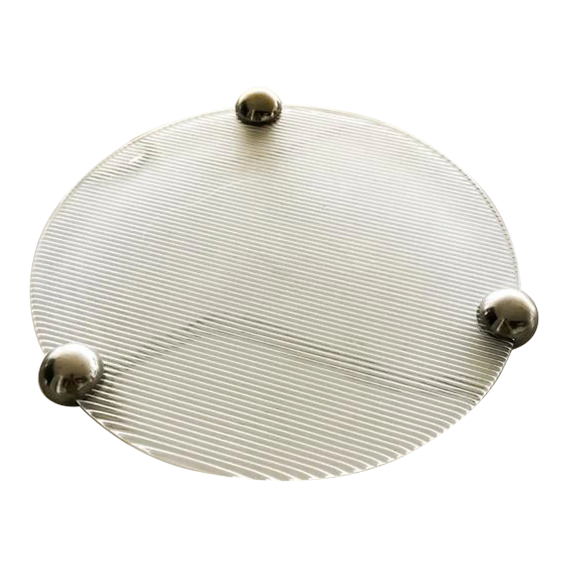 1970s Crystal Platter/ Tray With Metal Ball Feet | Chairish