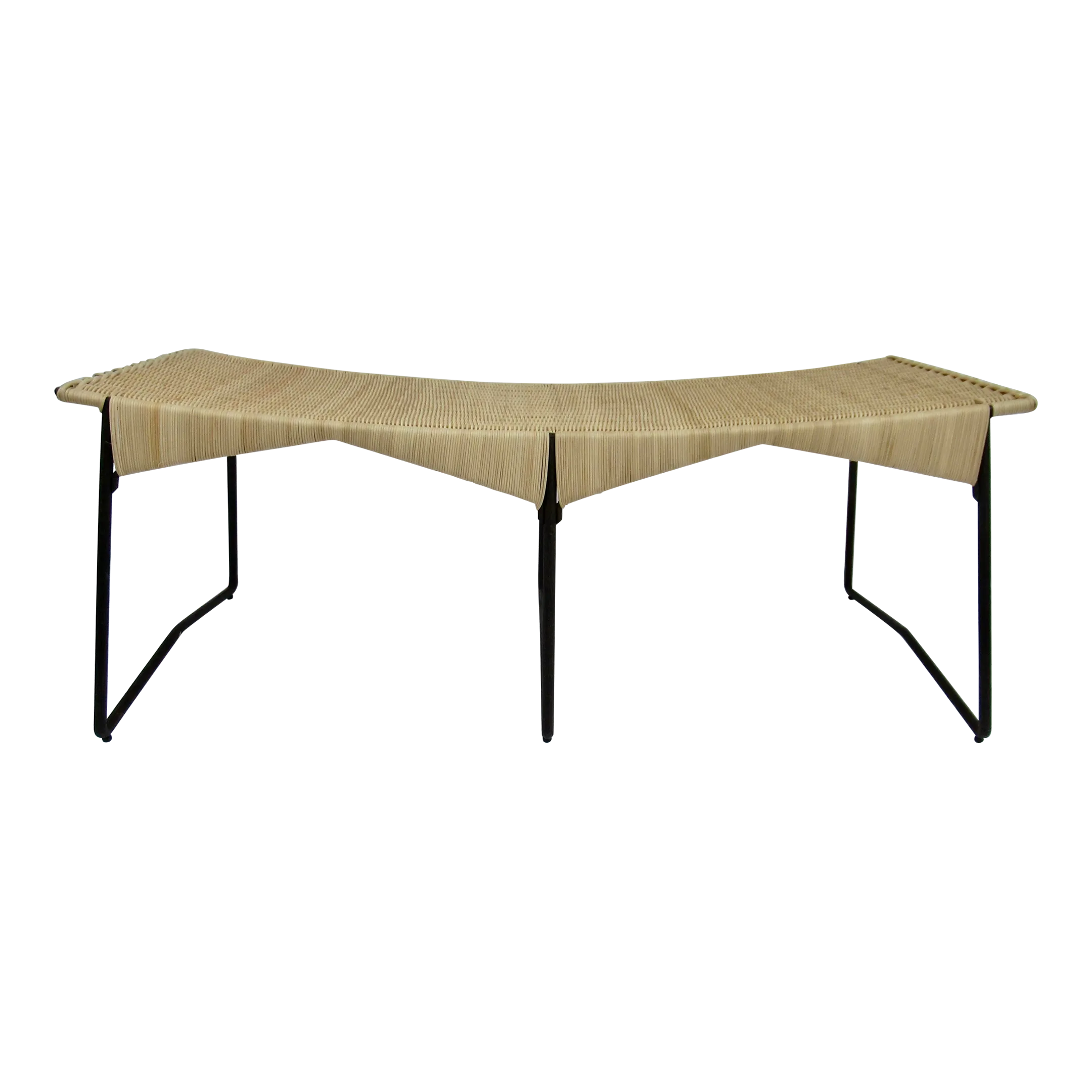 Vintage C.1998-2001 Gregorius Pineo "Tuileries Bench" Faux Bois Twig Forged Iron With Woven ...