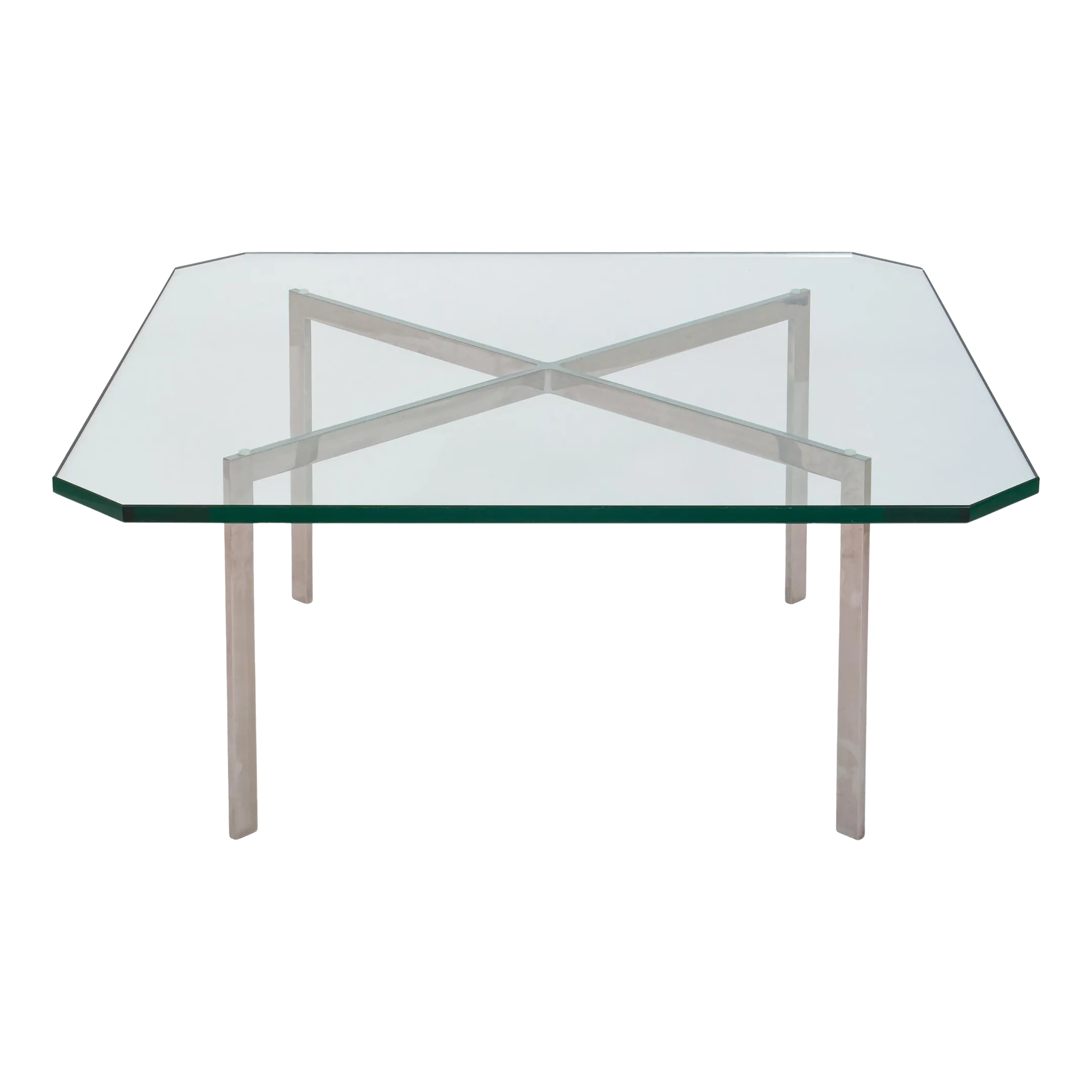 Mid Century Glass Stainless Steel Barcelona Table Mies Van Der Rohe ...