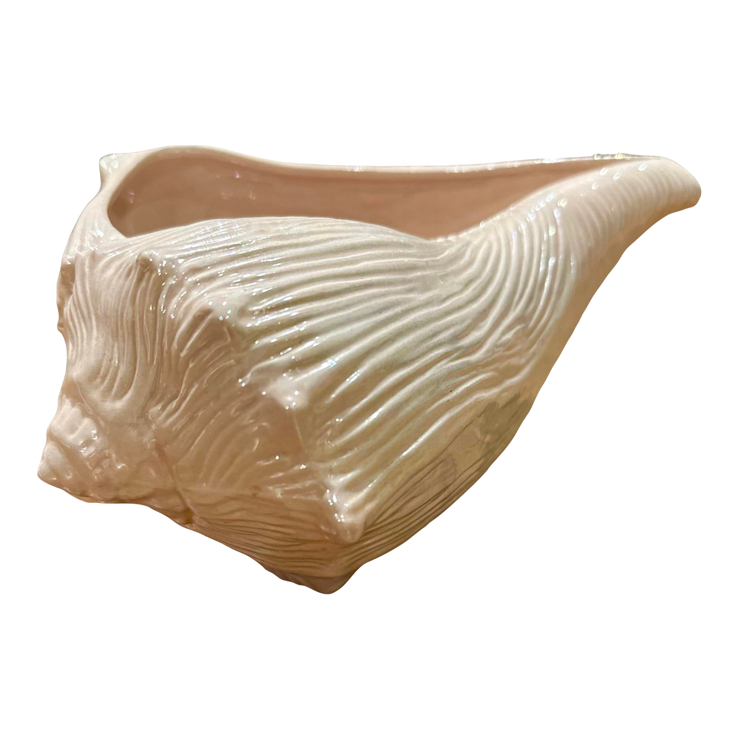 1980s Vintage Atlantic Mold Ceramic Conch Shell Planter | Chairish