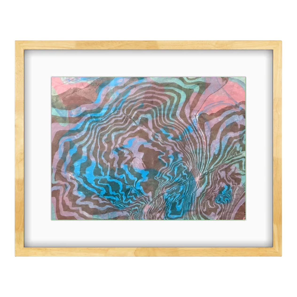 Water Echo I Japanese Marbling, Ink on Paper Original Art in Oak Frame ...