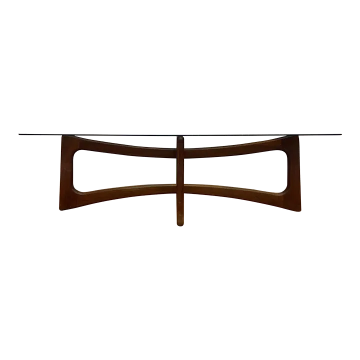 Mid Century Modern Adrian Pearsall Style Bowtie Walnut and Glass Top ...