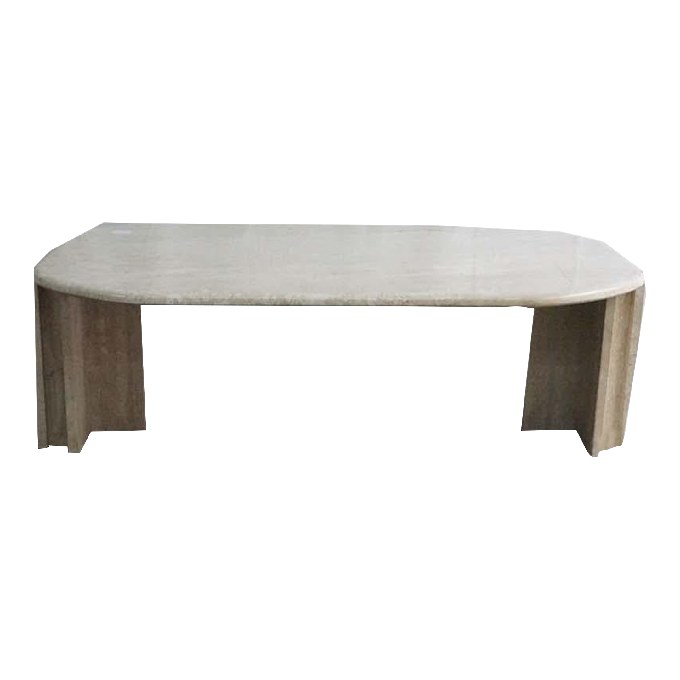 Travertine Coffee Table With Rounded Corners | Chairish