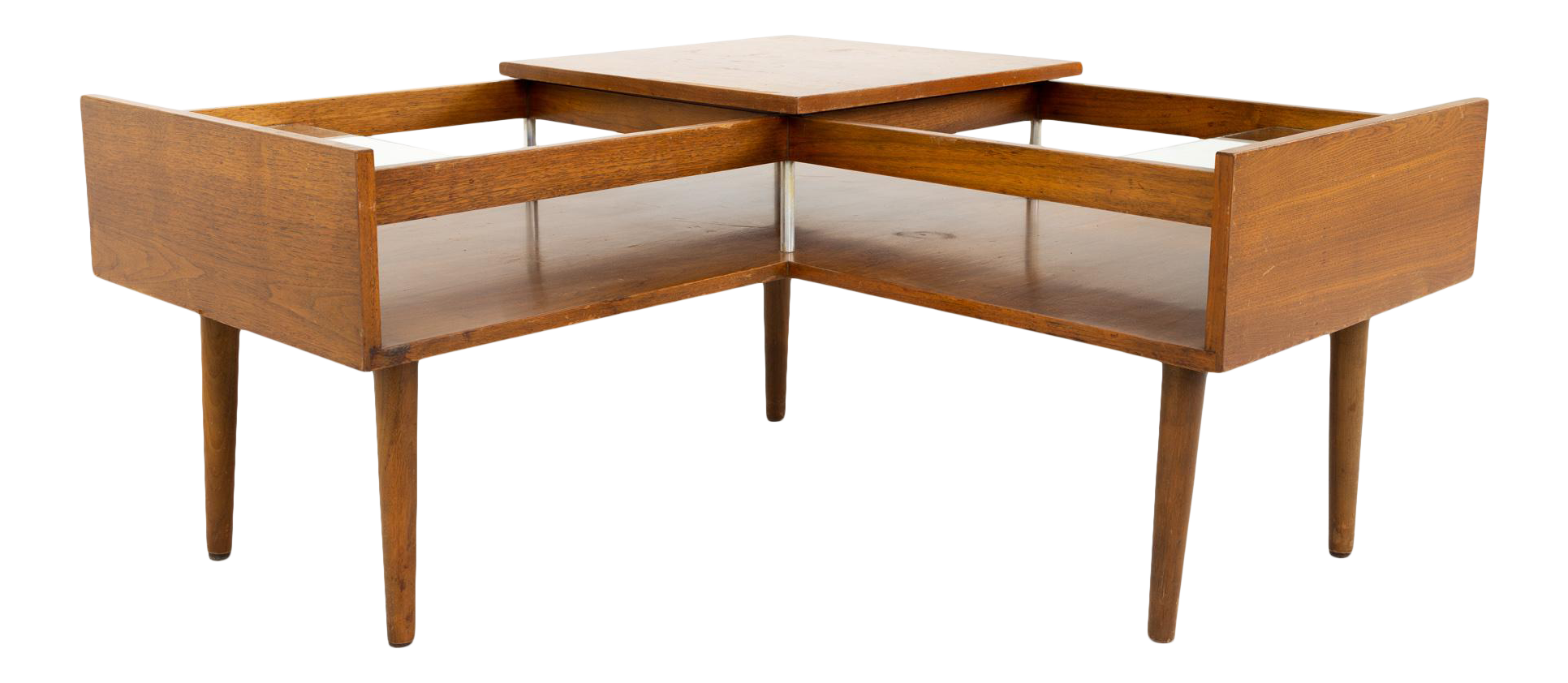 Milo Baughman for Glenn of California Mid Century Walnut Corner Coffee ...