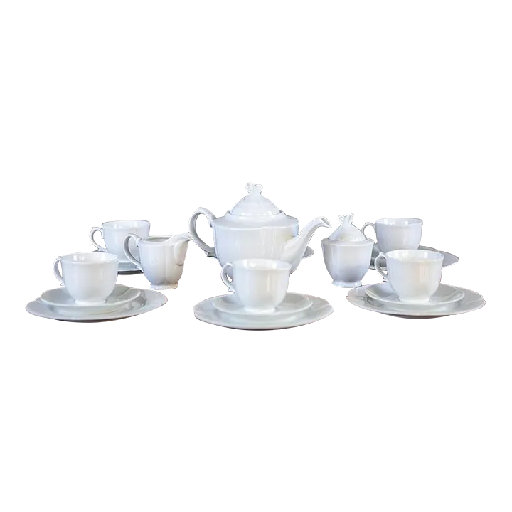 New Porcelain Bogucice Tea Set for 6 People - Perla White- 15 Pieces ...